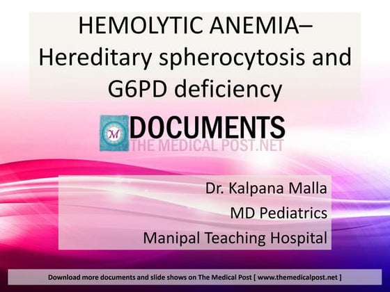 G6PD disease.pptx | Blood Disorders | Diseases and Conditions
