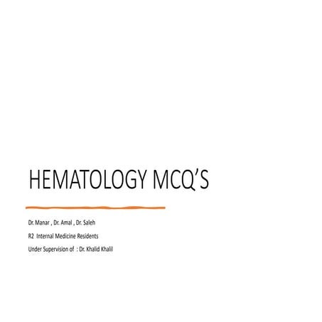 Hematology MCQ's for exams | PPTX
