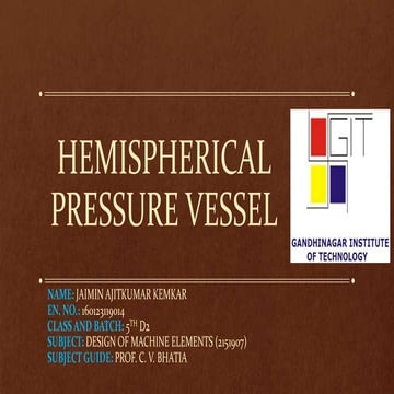 Hemispherical pressure vessel | PPTX