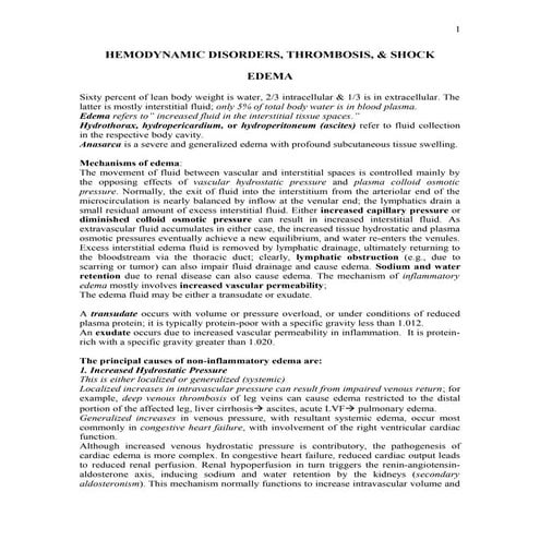 Edema, Transudate vs Exudate - Pathology - Allied courses | PPTX