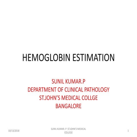 Hemoglobin estimation | PPTX
