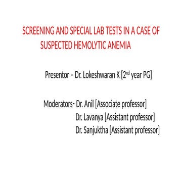 Hemolytic Anemia -Screening and specific test.pptx