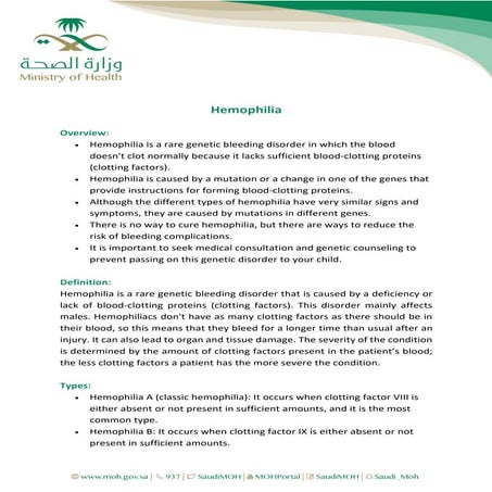 Hemophilia, types , causes and prevention | PDF