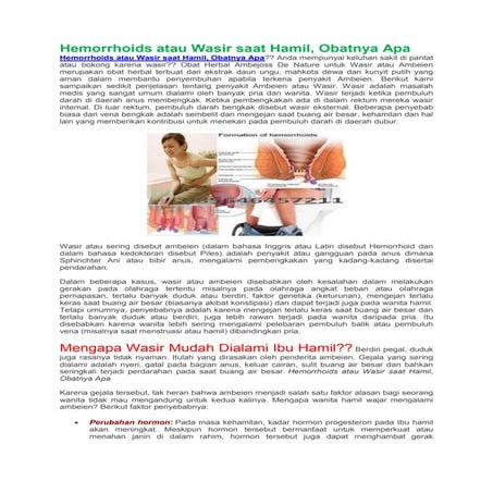 Hemorrhoids atau wasir saat hamil, obatnya apa | PDF