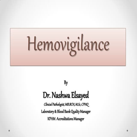 Hemovigilance | PDF