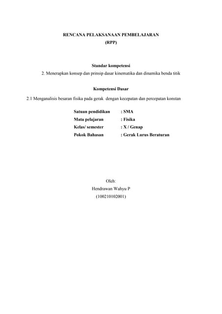 Rpp Fisika Glb Dan Glbb Docx