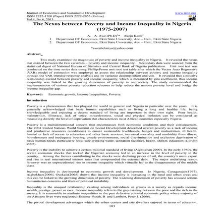 He nexus between poverty and income inequality in nigeria | PDF
