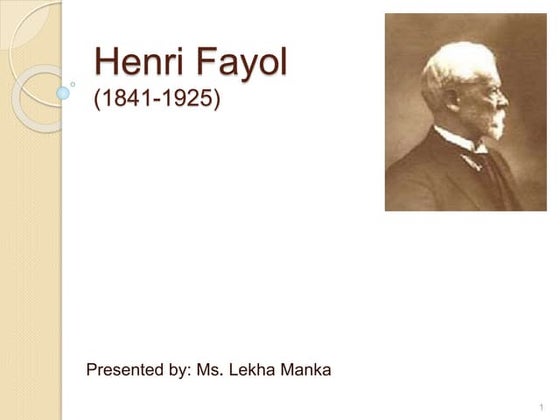Contribution of Henri Fayol to the development of Management theory ...