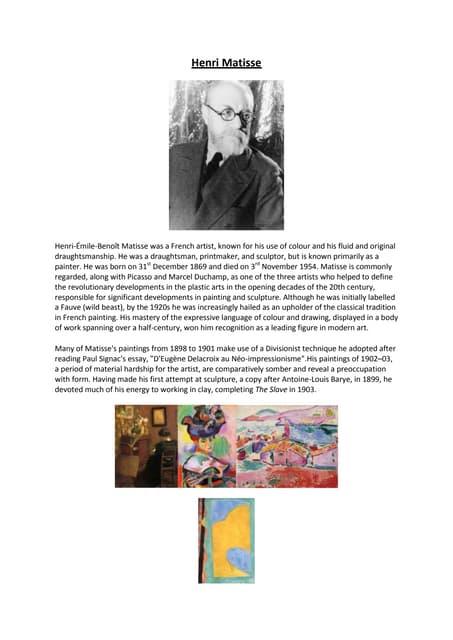 Henri matisse---cut-outs---lesson | PPT