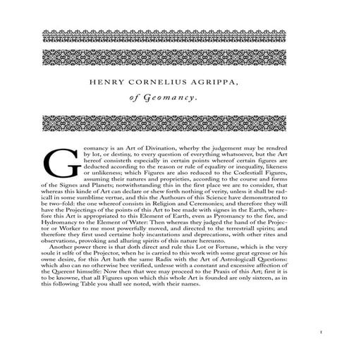 Henry cornelius agrippa of geomancy | PDF