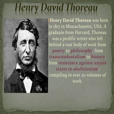 Henry David Thoreau's life | PPTX
