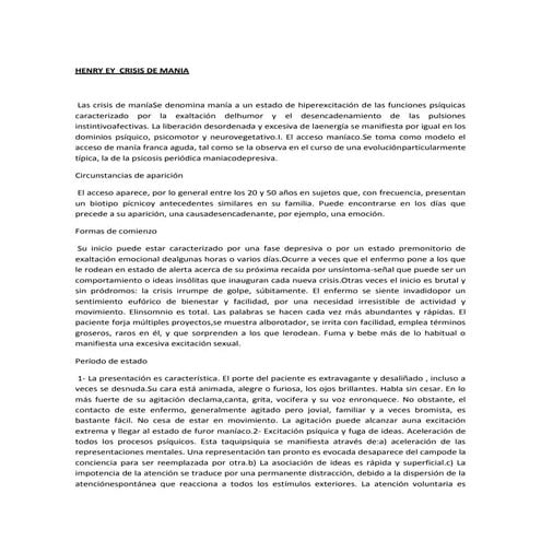 Henry ey crisis de mania y melancolia | DOCX