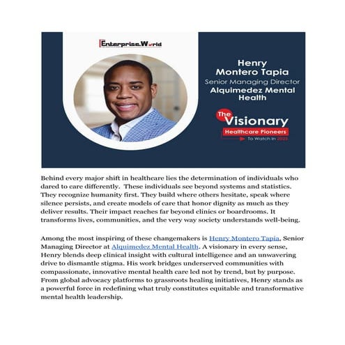 Henry Montero Tapia_ Redefining Mental Health with Purpose, Equity, and ...