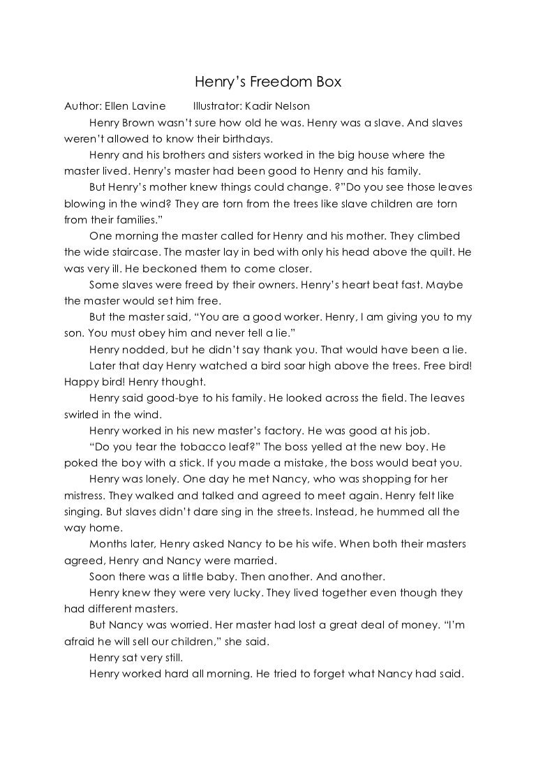 Henry's freedom box text full
