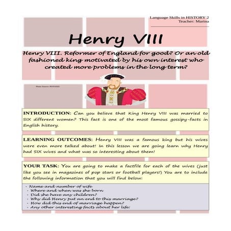 Henry VIII FACT-FILES ACTIVITIES | PDF
