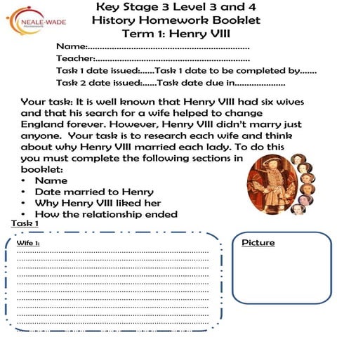 Henry viii homework level 3 and 4 | PDF