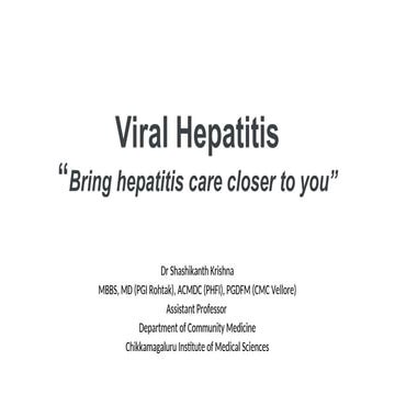 Viral Hepatitis and its management and prevention | PPT