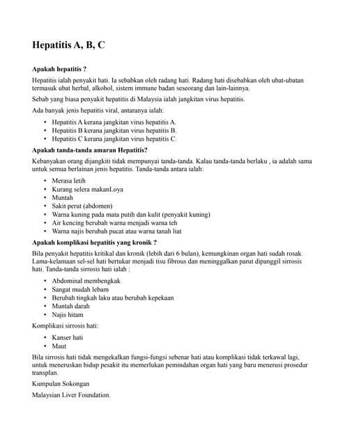 Penyakit Hepatitis dan Jenisnya | PPT