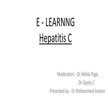 Hepatitis C E learning summary - Clinical features and treatment | PPT