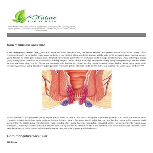 cara mengatasi wasir luar | PDF