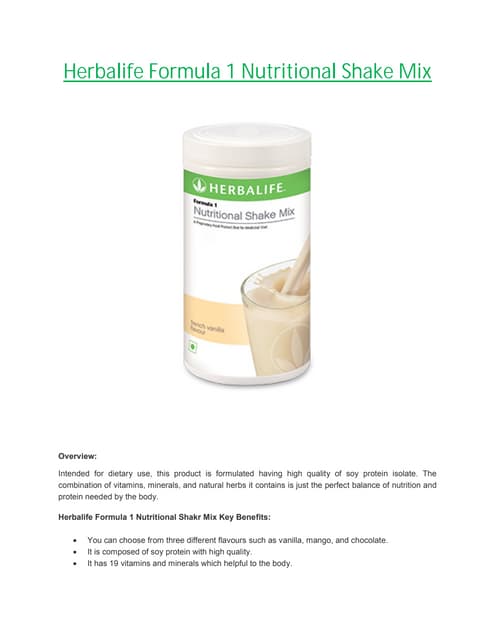 Herbalife formula 1-nutritional- shake-mix. | PPTX | Herbs and ...