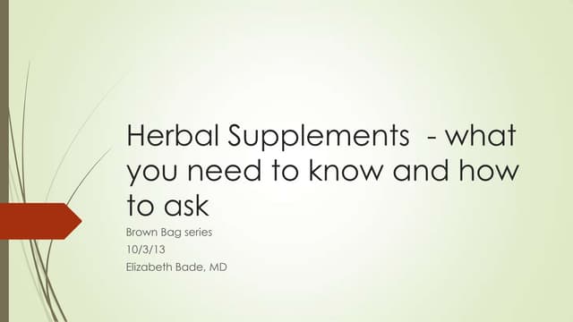 Herbal Medicines and Herbal Supplements | PPTX