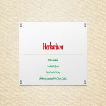 Herbarium- Concept ,types and Important | PPTX