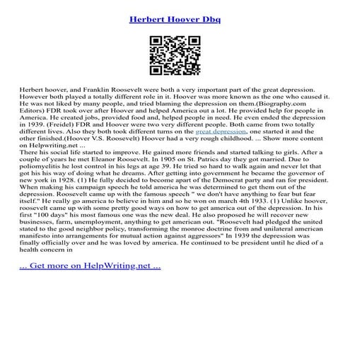 Herbert Hoover Dbq | PDF