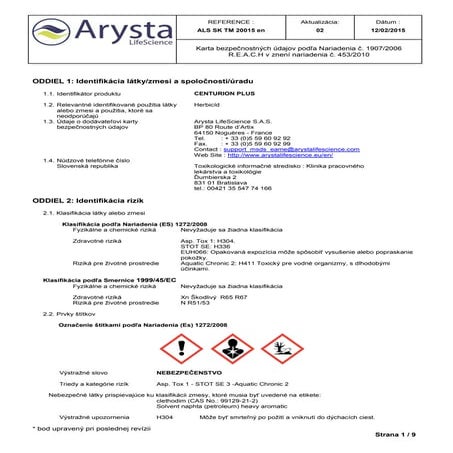 Herbicide centurion plus msds | PDF