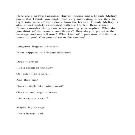 Here are also two Langston Hughes poems and a Claude McKay poem that | PDF