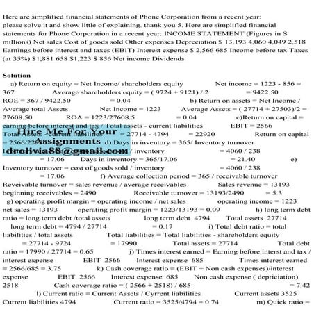 Here are simplified financial statements of Phone Corporation from a.pdf