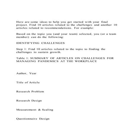 Here are some ideas to help you get started with your final proj | PDF