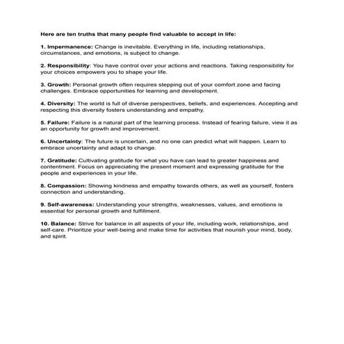 Here are ten truths that many people find valuable to accept in life.pdf