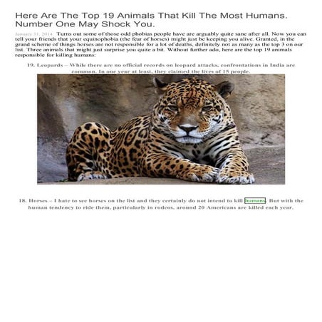 Here are the top 19 animals that kill the most humans | PDF