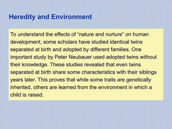 HEREDITY & ENVIRONMENT - Psychology .pptx | Reproductive Health ...