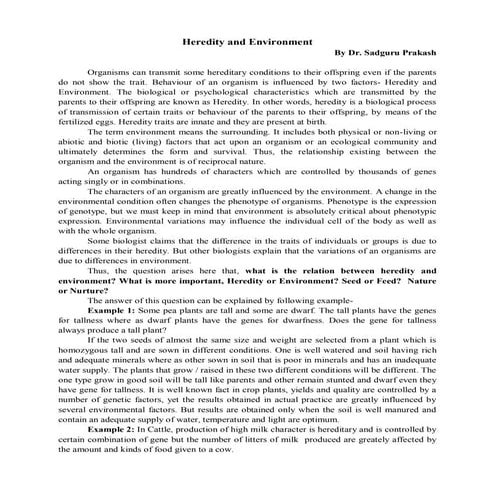 Heredity And Environmentpdf
