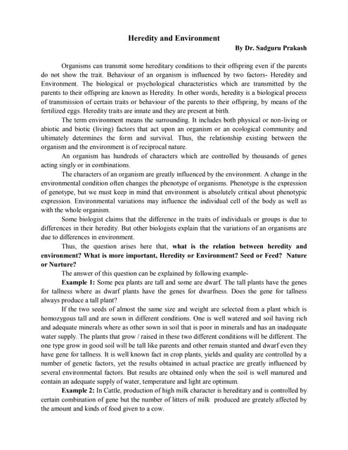Heredity And Environmentpdf