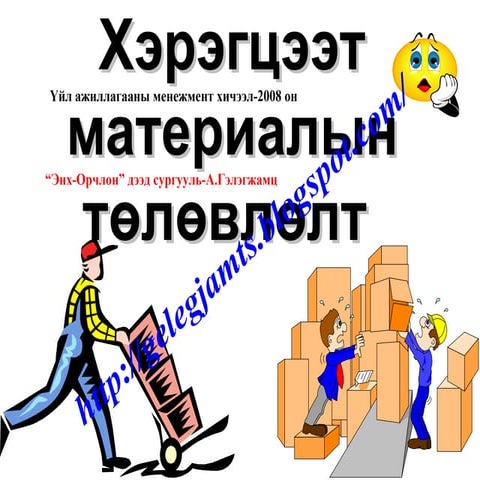 Хэрэгцээт материалын төлөвлөлт Үйл ажиллагааны менежмент Хураангуй Ppt