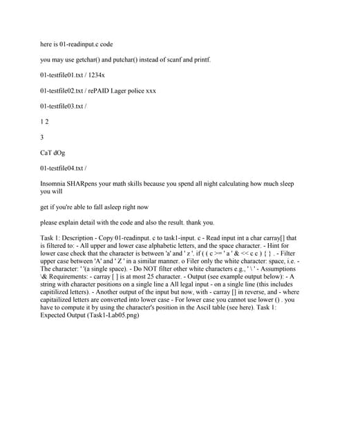 Here Is 01 Readinput C Code You May Use Getchar And Putchar Insteadocx 8763