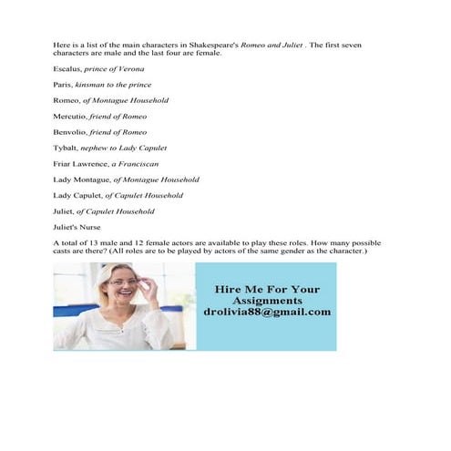 Here is a list of the main characters in Shakespeare's Romeo and Julie ...