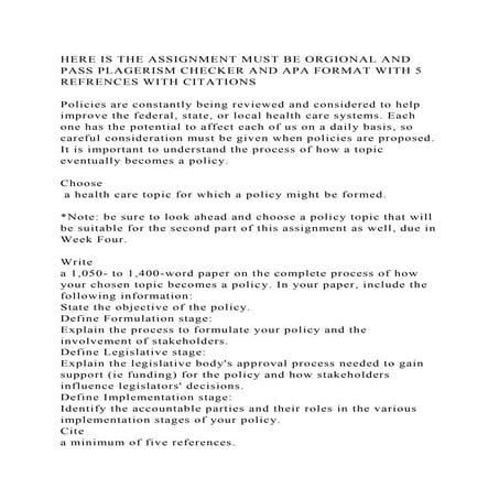 HERE IS THE ASSIGNMENT MUST BE ORGIONAL AND PASS PLAGERISM CHECKER A.docx