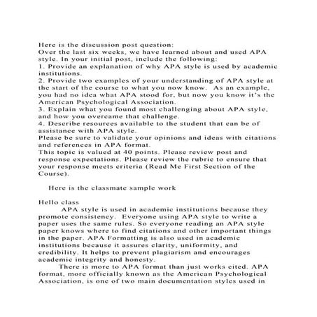 Here is the discussion post questionOver the last six weeks, we.docx