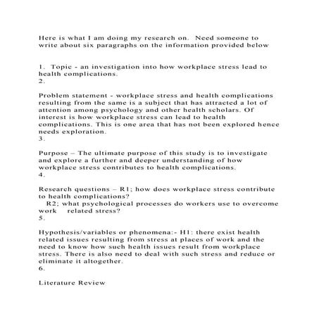Research Topic Impact of Stress on Healthcare Workers P | DOCX