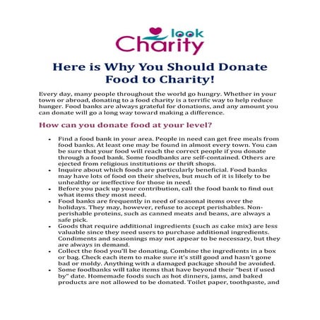 Here is why you should donate food to charity | PDF