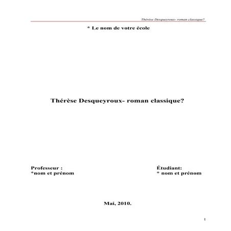 Herese desqueyroux roman classique | PDF