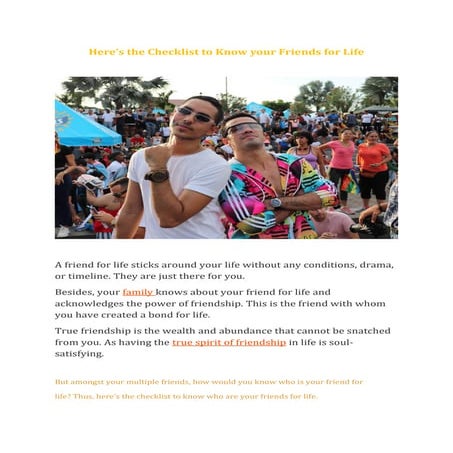 Here’s the Checklist to Know your Friends for Life. | PDF