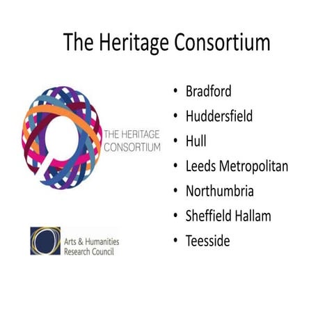 Heritage Consortium (Centres for Doctoral Training) | PPT