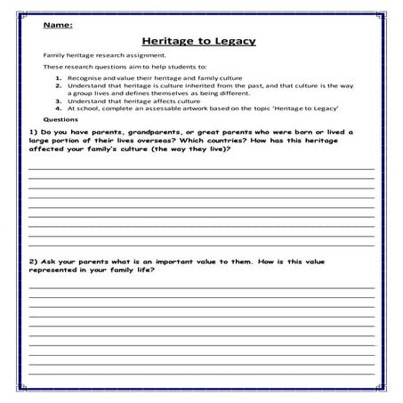 Heritage research assignment | DOCX