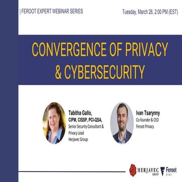 EXPERT WEBINAR: Convergence of Cybersecurity & Privacy with Herjavec ...