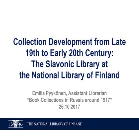 Collection Development from Late 19th to Early 20th Century: The ...